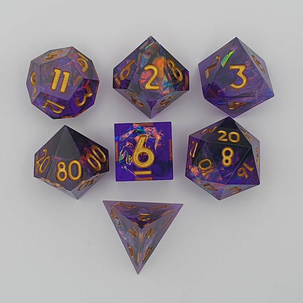 Amethyst Obscura Sharp Edge Dice - Dice Dragons