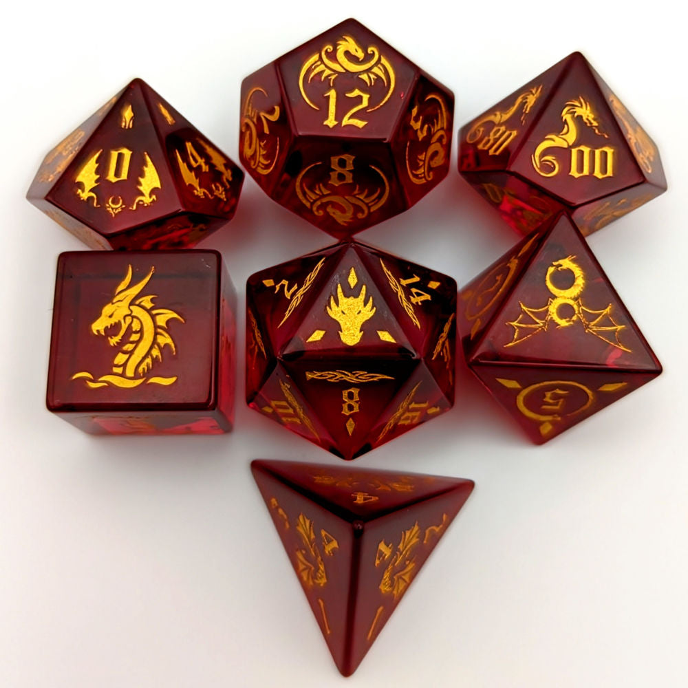 Ancient Red Dragon Gemstone Dice - Dice Dragons