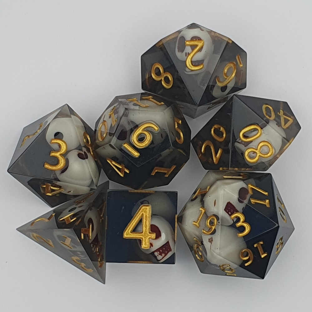 Black Skull Horror Sharp Edge Dice - Dice Dragons