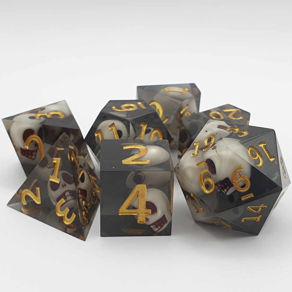 Black Skull Horror Sharp Edge Dice - Dice Dragons