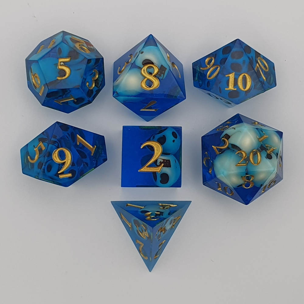 Blue Skull Horror Sharp Edge Dice - Dice Dragons
