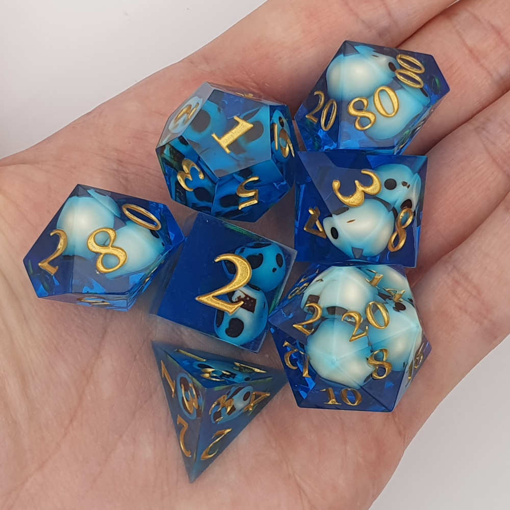 Blue Skull Horror Sharp Edge Dice - Dice Dragons