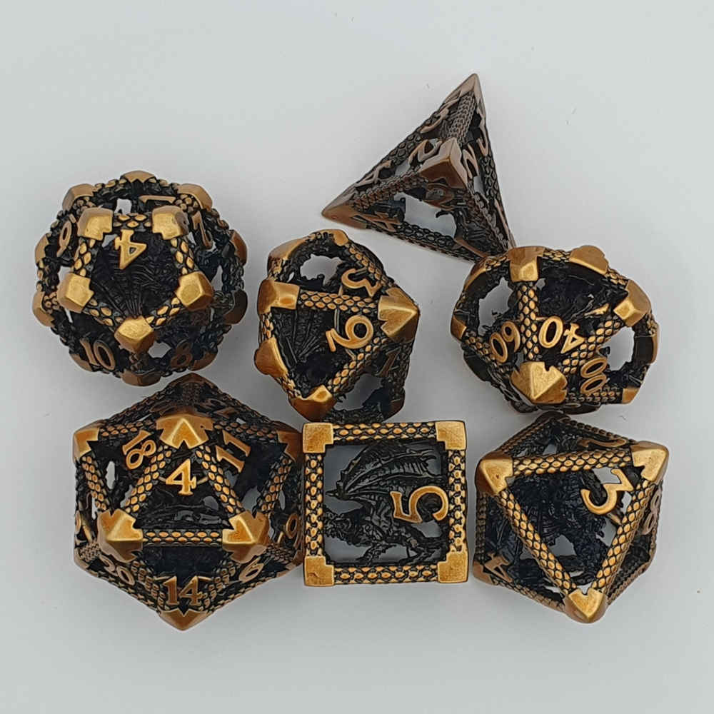 Encapsulated Gold Dragon Metal Dice - Dice Dragons