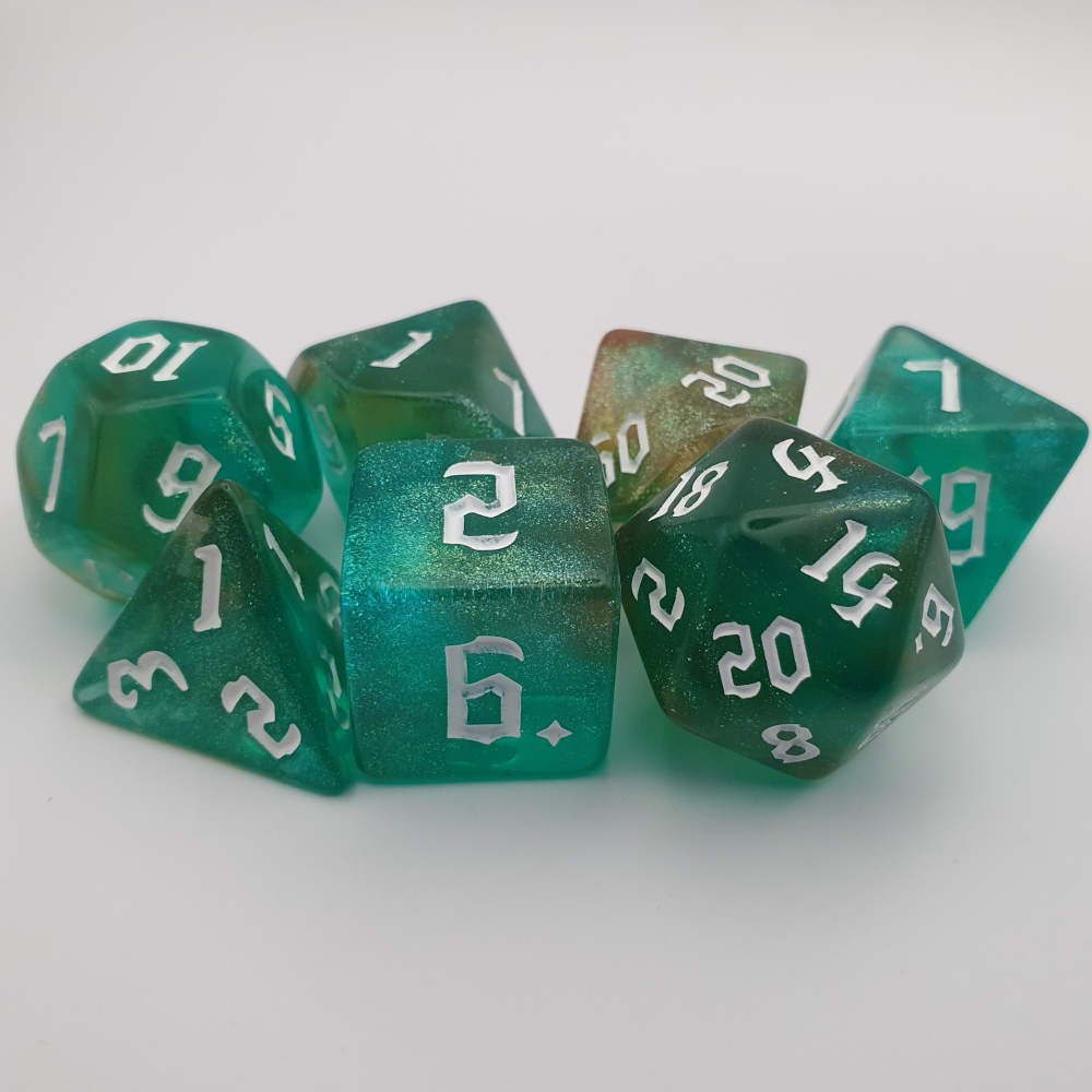 Ethereal Teal Dice Set - Dice Dragons