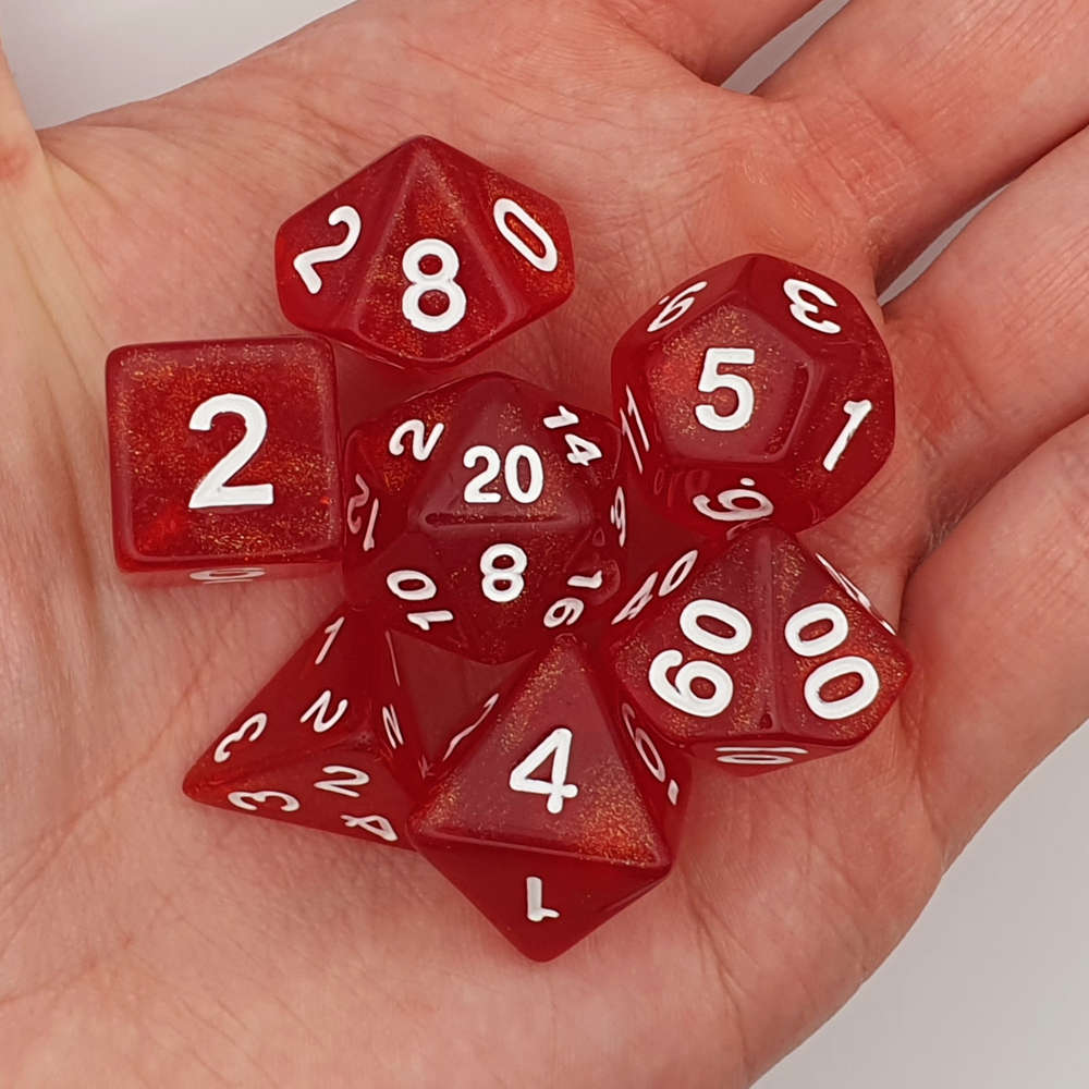 Glittery Ruby Dice Set - Dice Dragons