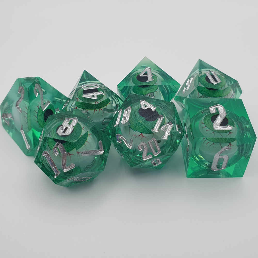 Eyeball Rolling Green Dice Set - Dice Dragons