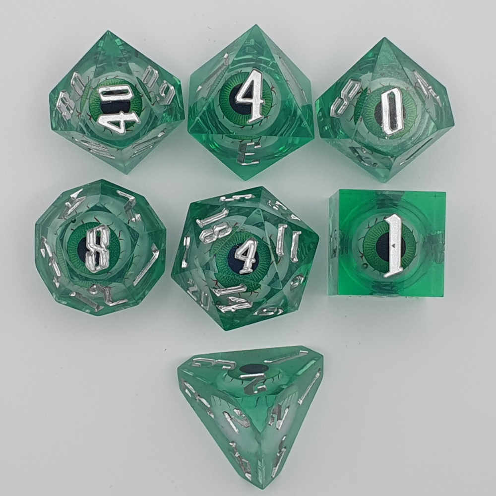 Eyeball Rolling Green Dice Set - Dice Dragons