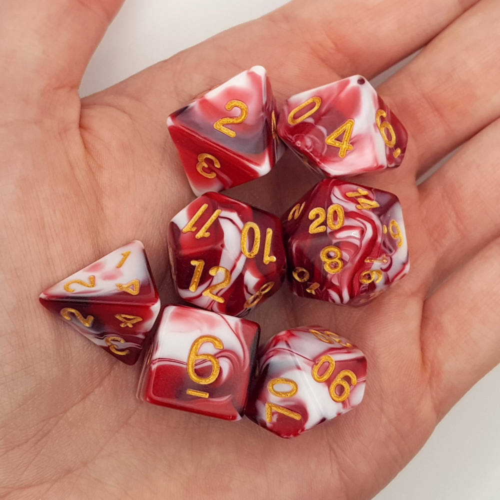 Marble Red Dice Set - Dice Dragons