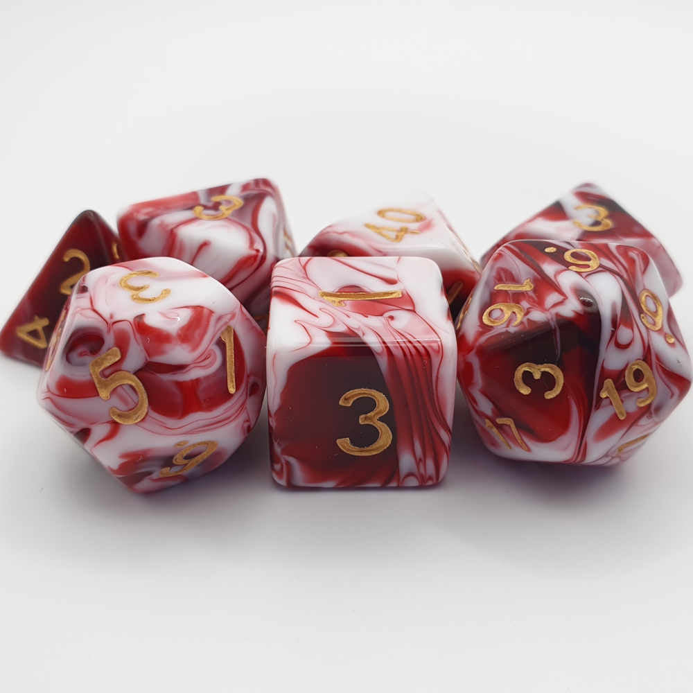 Marble Red Dice Set - Dice Dragons