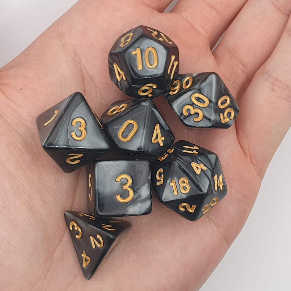 Marbled Black Dice Set - Dice Dragons