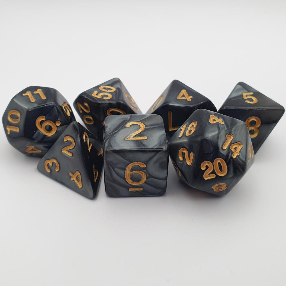 Marbled Black Dice Set - Dice Dragons