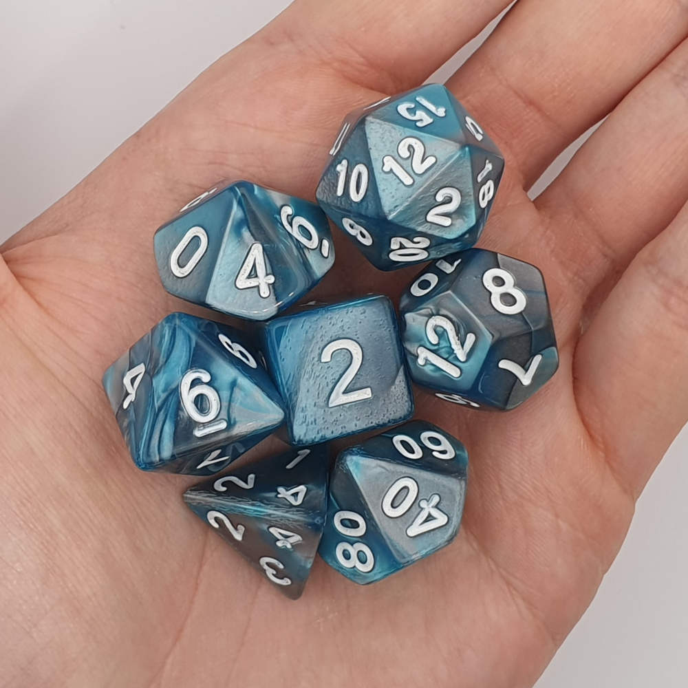 Marbled Blue Dice Set - Dice Dragons
