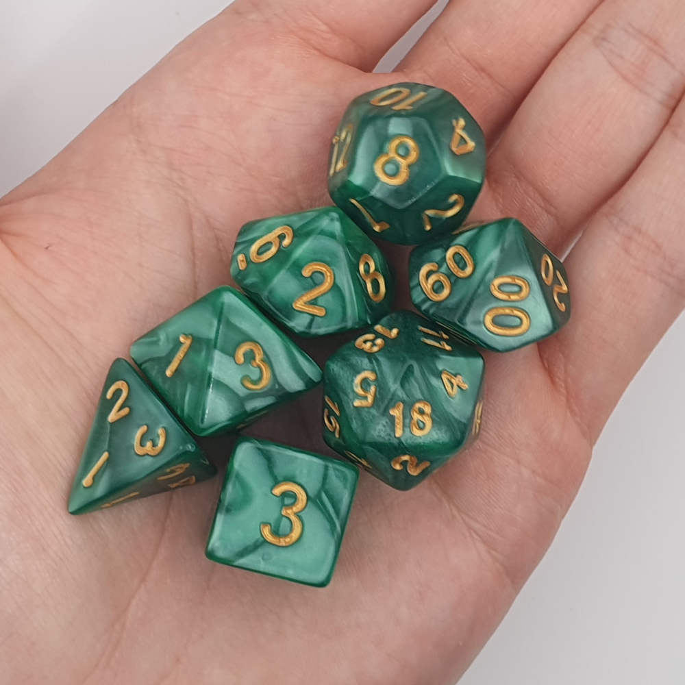Marbled Green Dice Set - Dice Dragons
