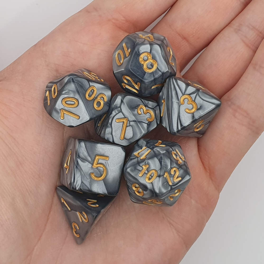 Marbled Grey Dice Set - Dice Dragons