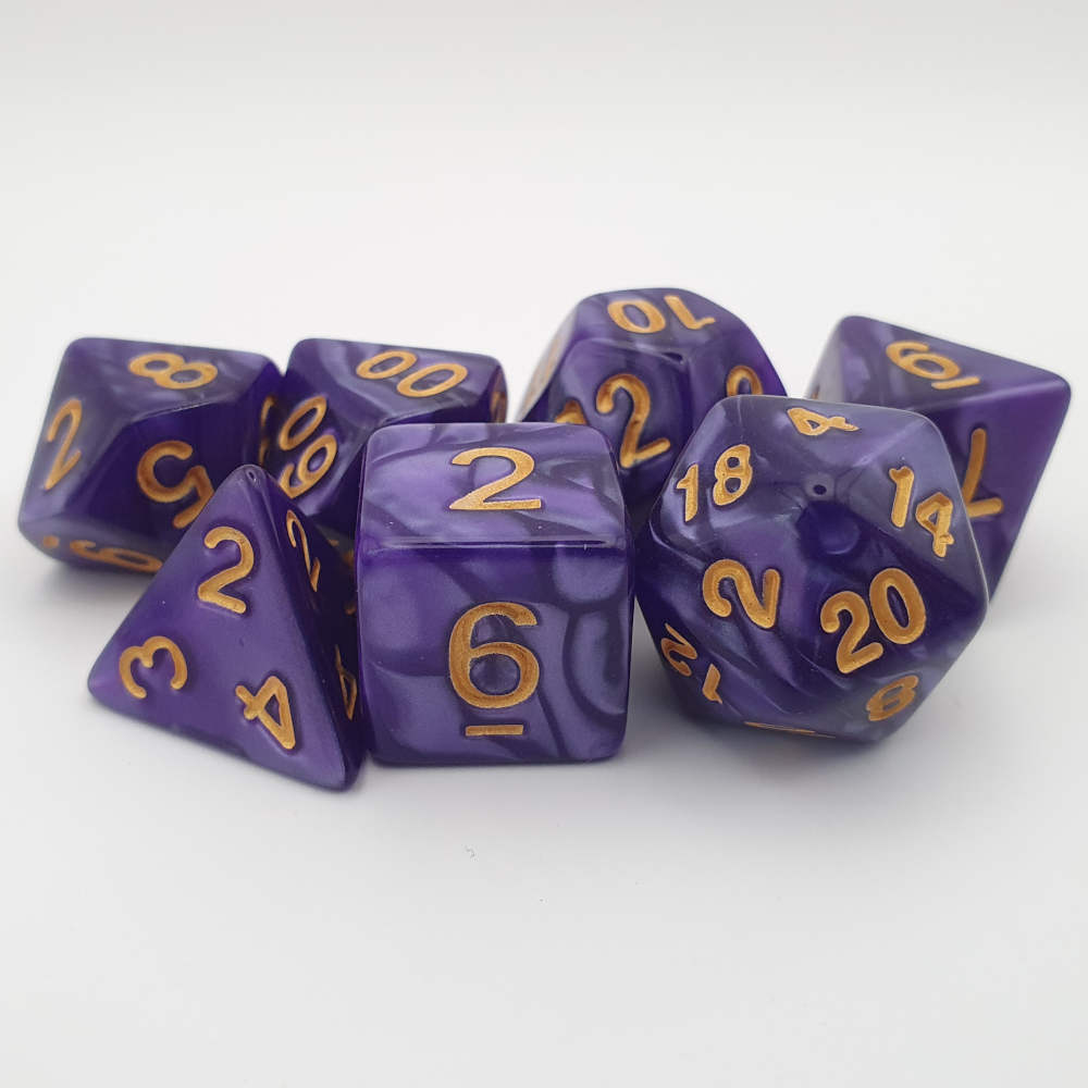 Marbled Purple Dice Set - Dice Dragons