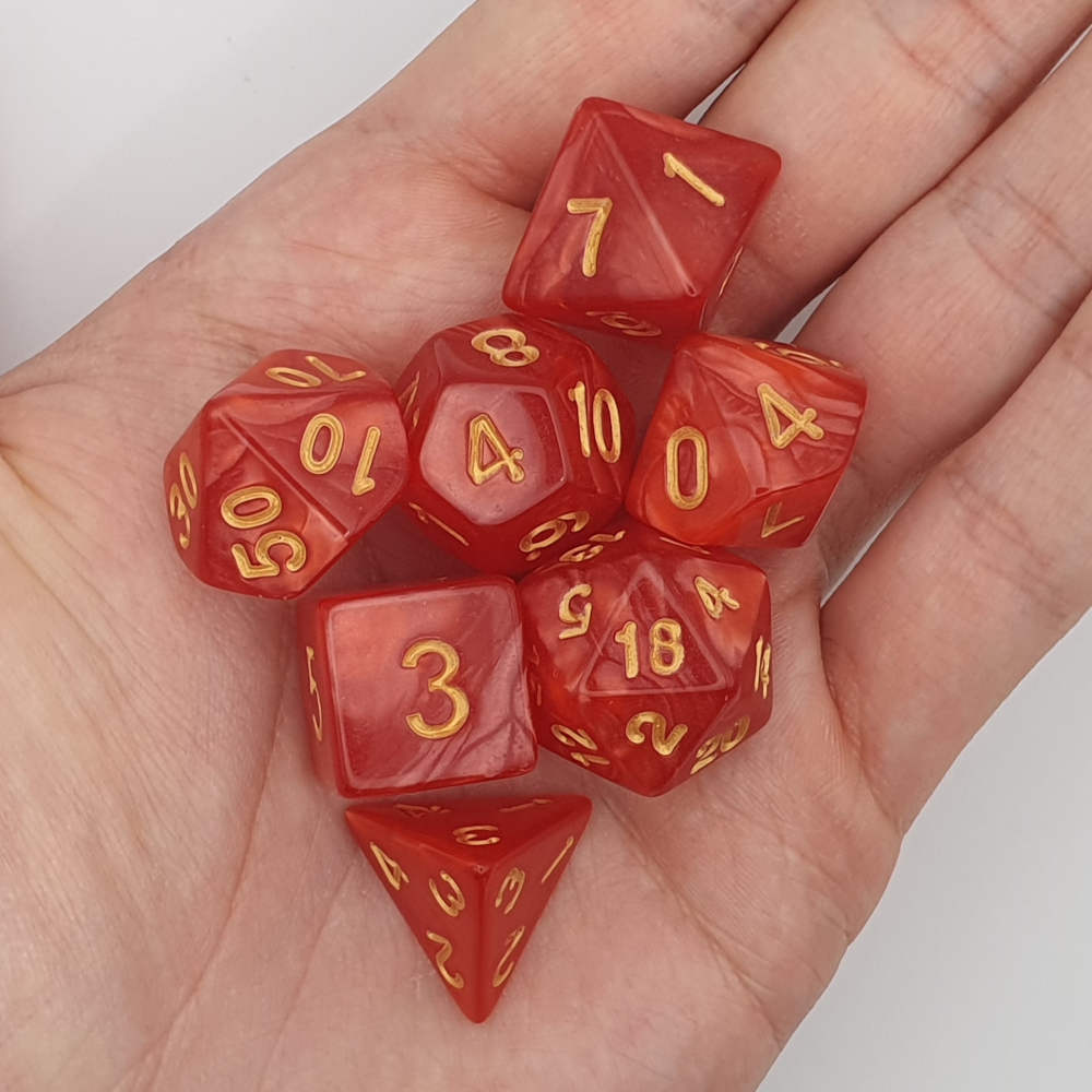 Marbled Red Dice Set - Dice Dragons