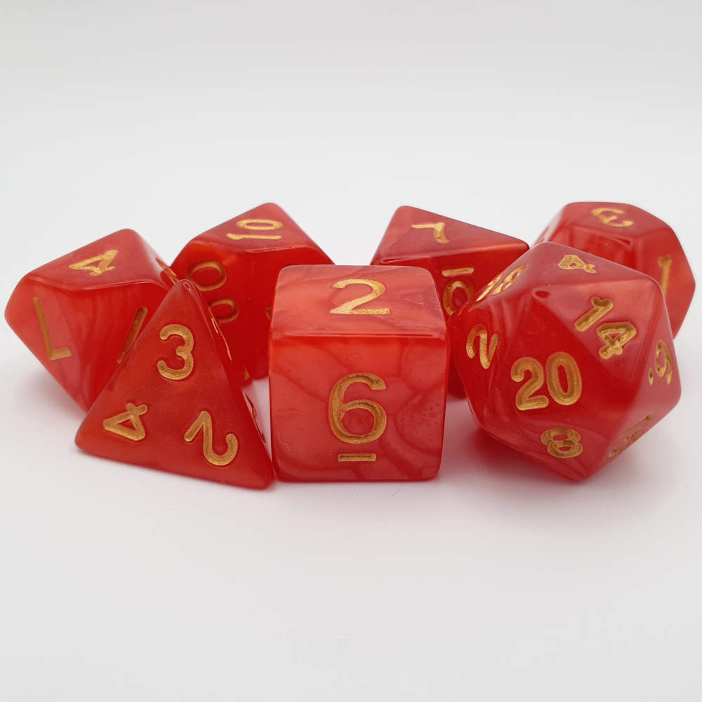Marbled Red Dice Set - Dice Dragons