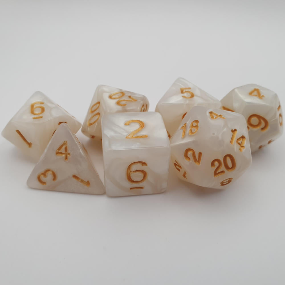 Marbled White Dice Set - Dice Dragons