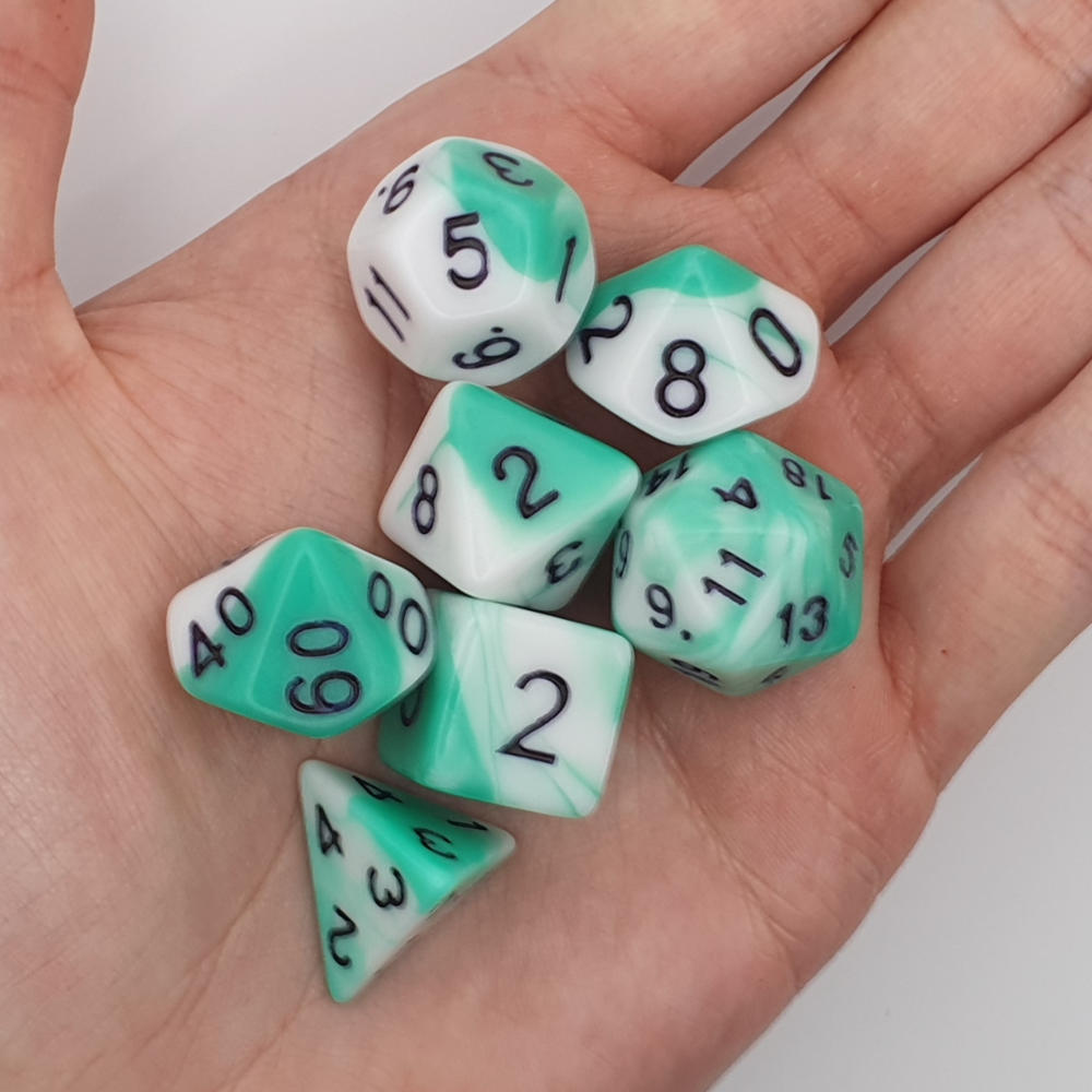 Mint Swirls Dice Set - Dice Dragons