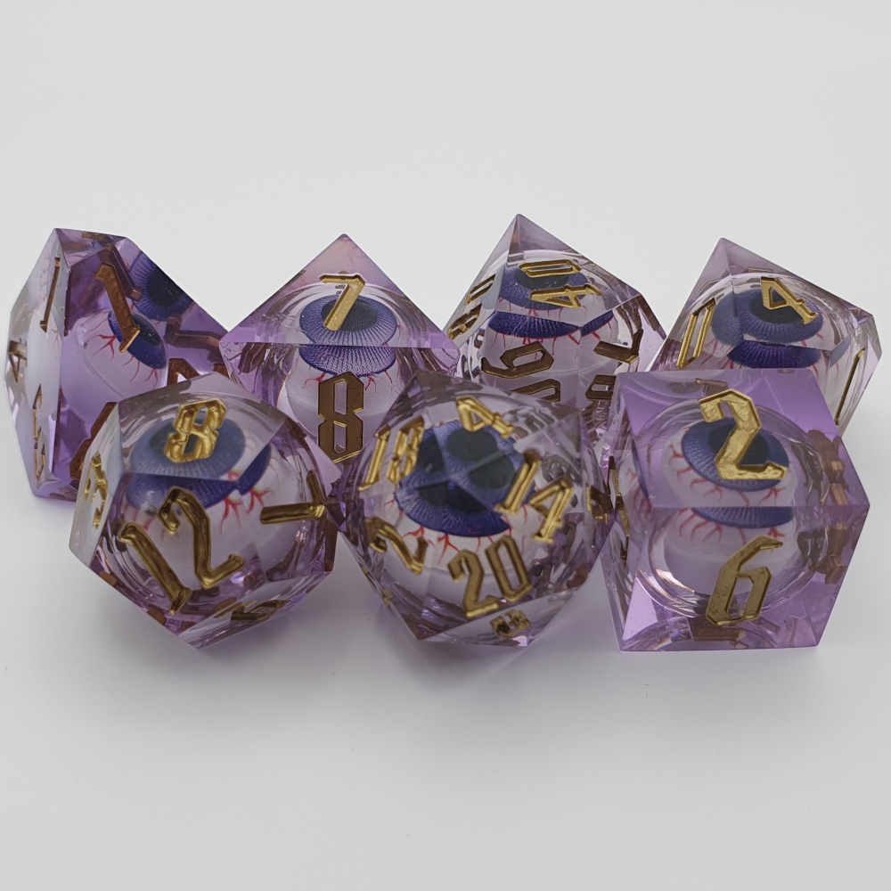Eyeball Rolling Purple Dice Set - Dice Dragons
