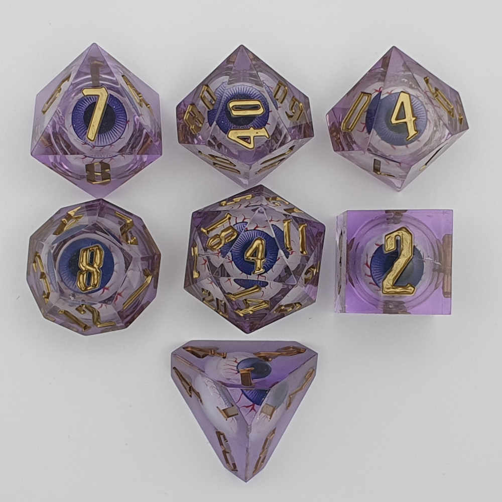 Eyeball Rolling Purple Dice Set - Dice Dragons