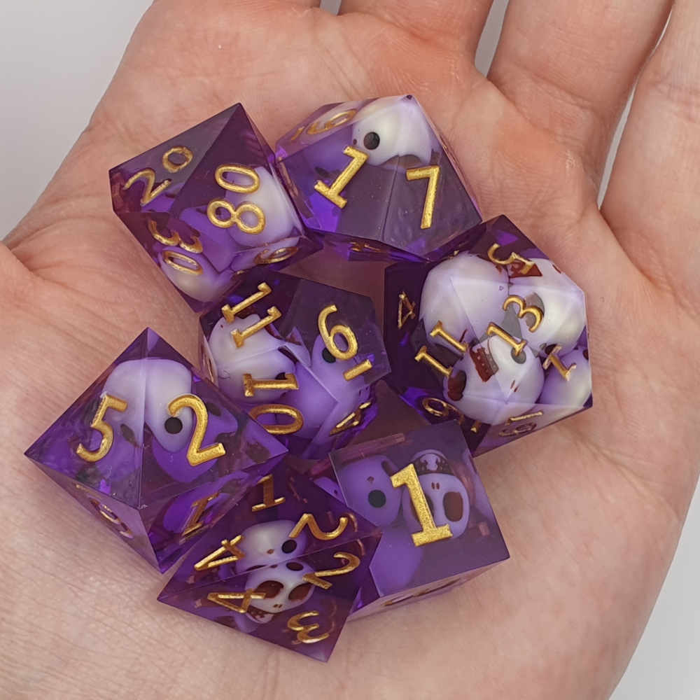 Purple Skull Horror Sharp Edge Dice - Dice Dragons