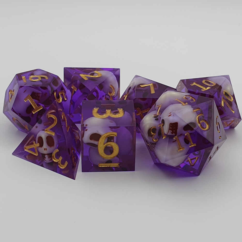 Purple Skull Horror Sharp Edge Dice - Dice Dragons