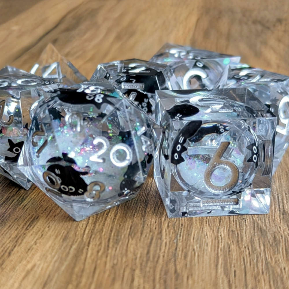 Black Cat Liquid Core Dice - Dice Dragons