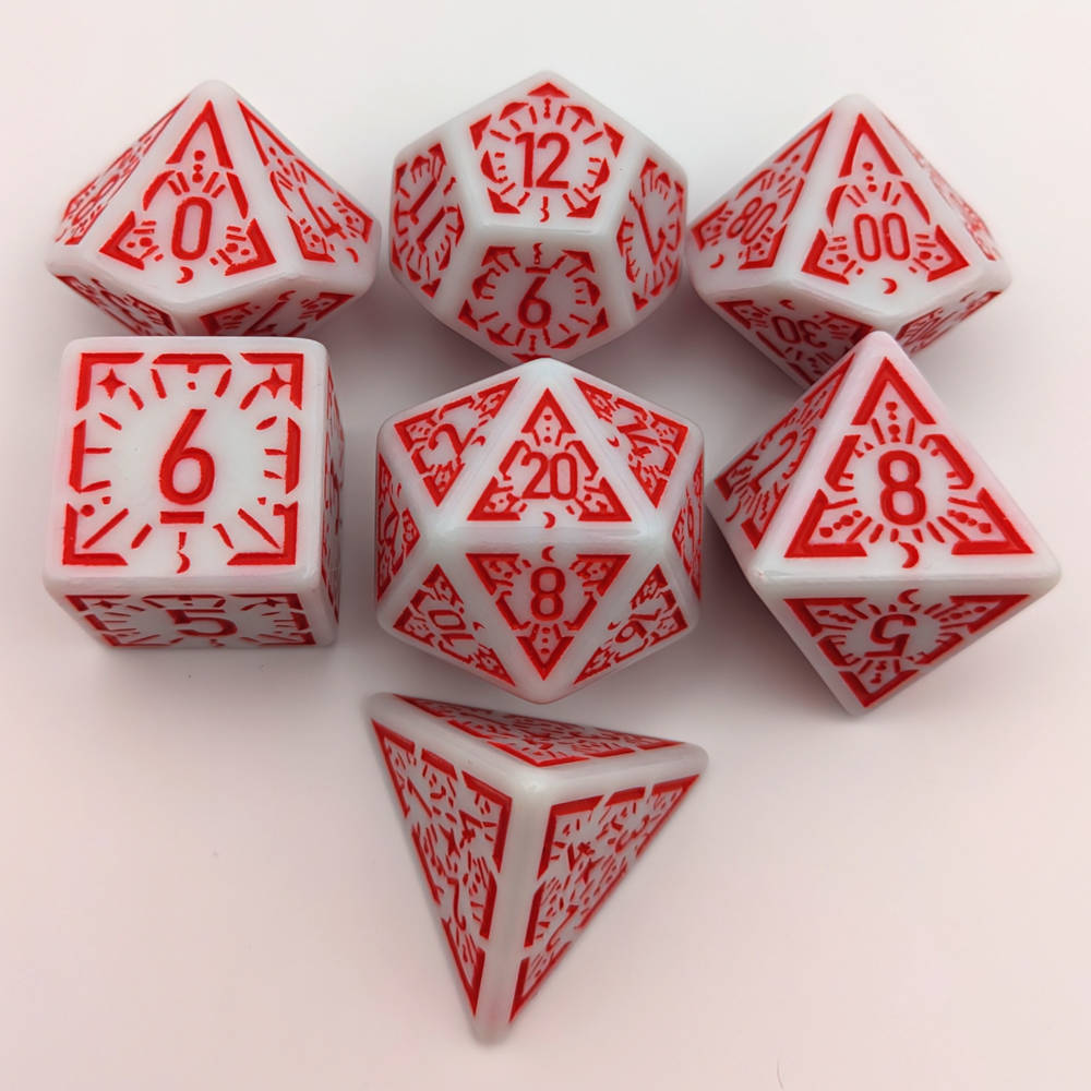 White Arcane Burst Dice Sets - Dice Dragons